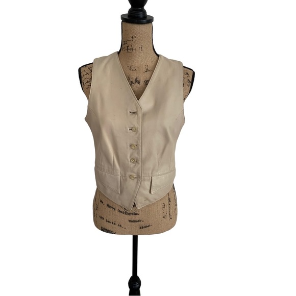Vintage | Jackets & Coats | Vintage Cream Calf Skin Leather Vest With ...